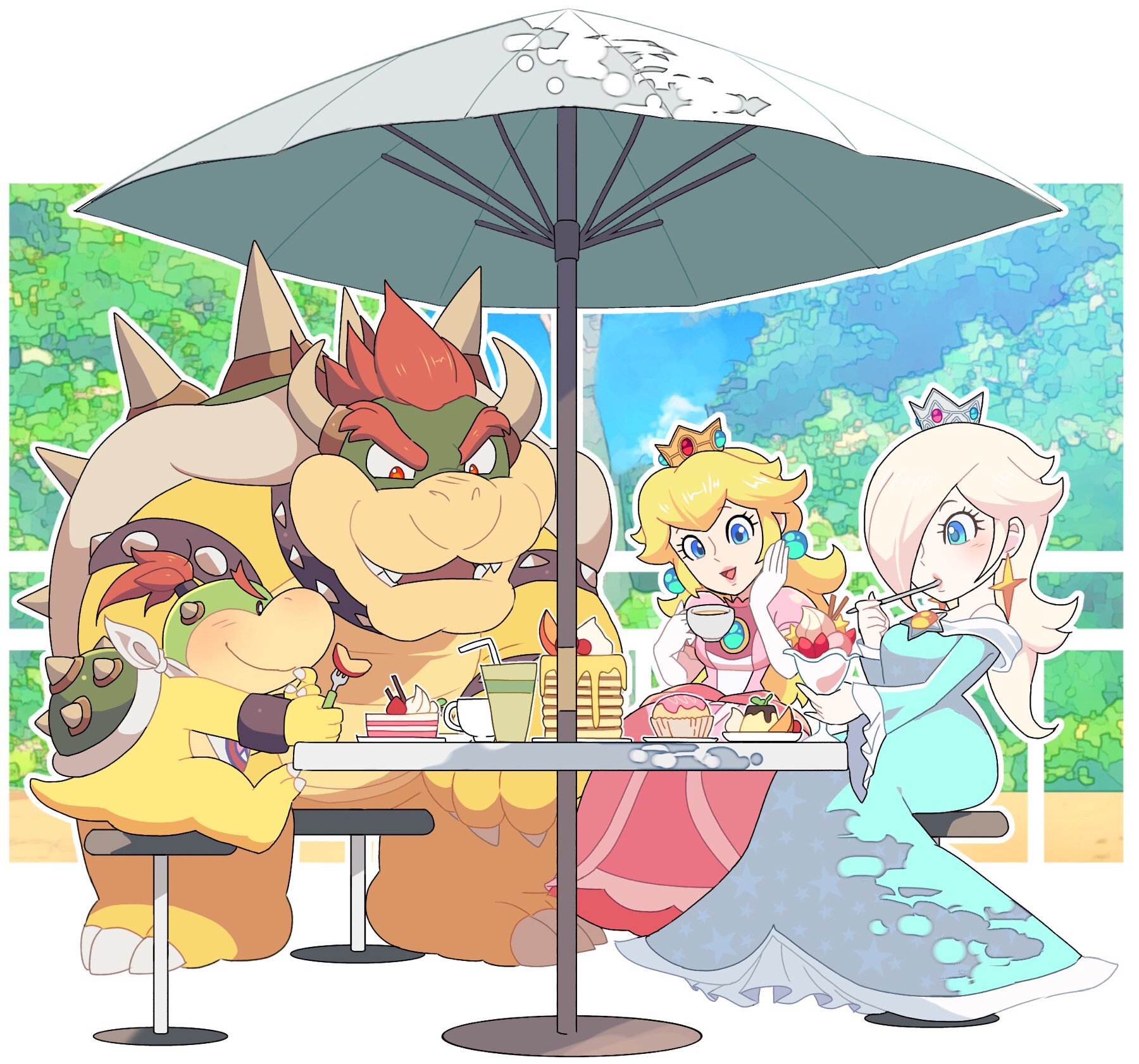 Safebooru - bare shoulders blonde hair blue eyes blush bowser chiko ...