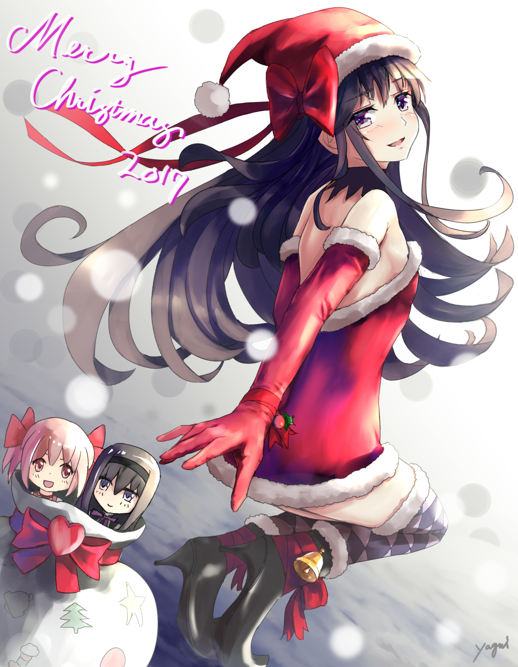 Safebooru - 1girl 2017 akemi homura argyle argyle legwear backless dress backless outfit black ...