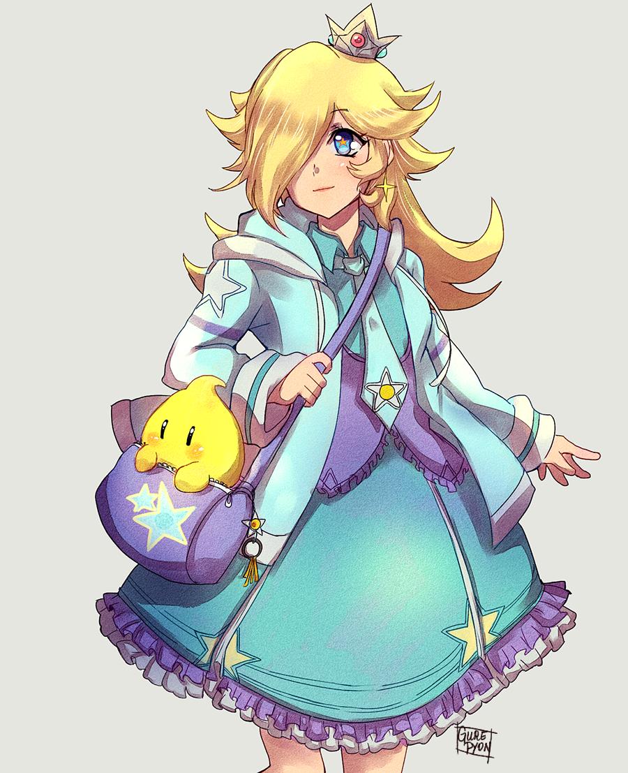 Safebooru - 1girl bag blonde hair blue eyes blush chiko (mario) crown ...