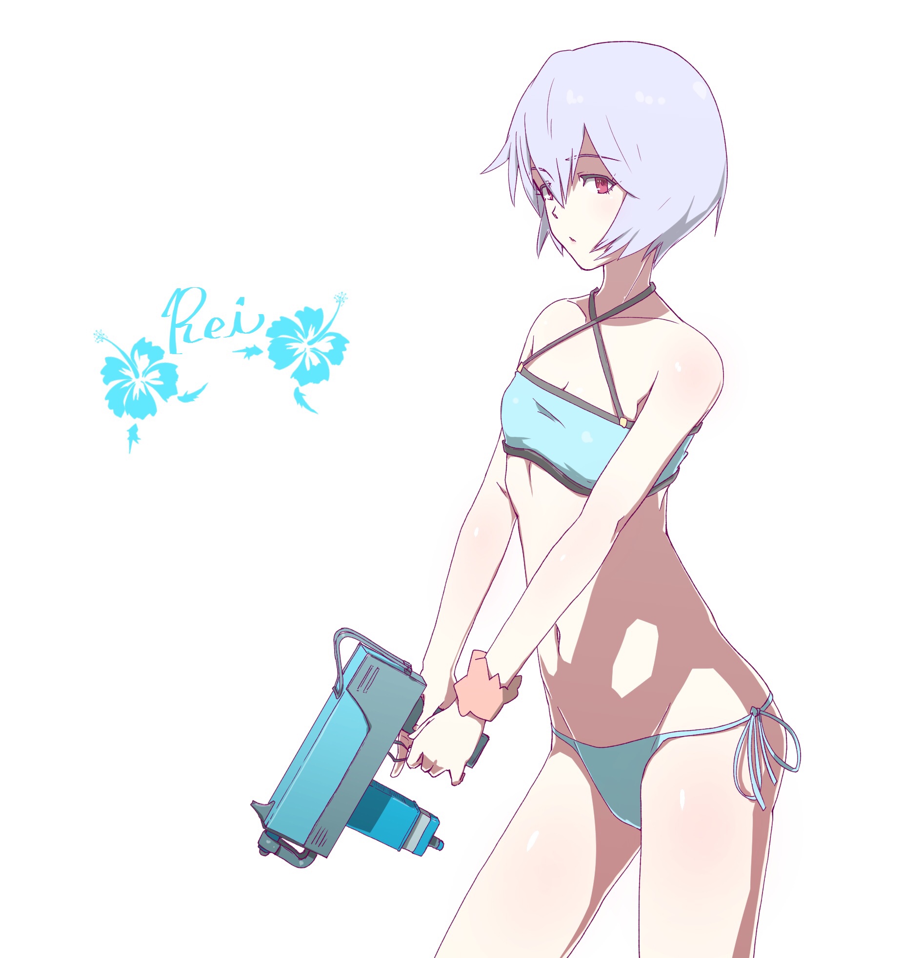 Safebooru - 1girl ayanami rei bikini blue bikini breasts cleavage collarbone eyebrows visible ...