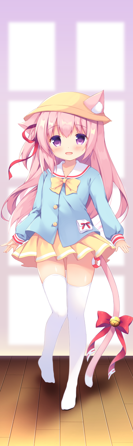 Safebooru - 1girl :d animal ear fluff animal ears azur lane bangs bell blue shirt blush bow cat ...