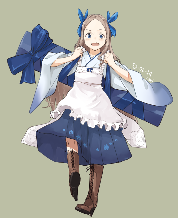 Safebooru - 1girl apron asakaze (kantai collection) bangs blonde hair blue bow blue eyes blue ...