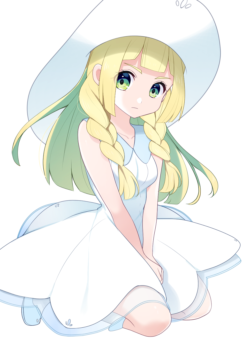 Safebooru - 1girl between legs blonde hair braid closed mouth creatures (company) dress game ...