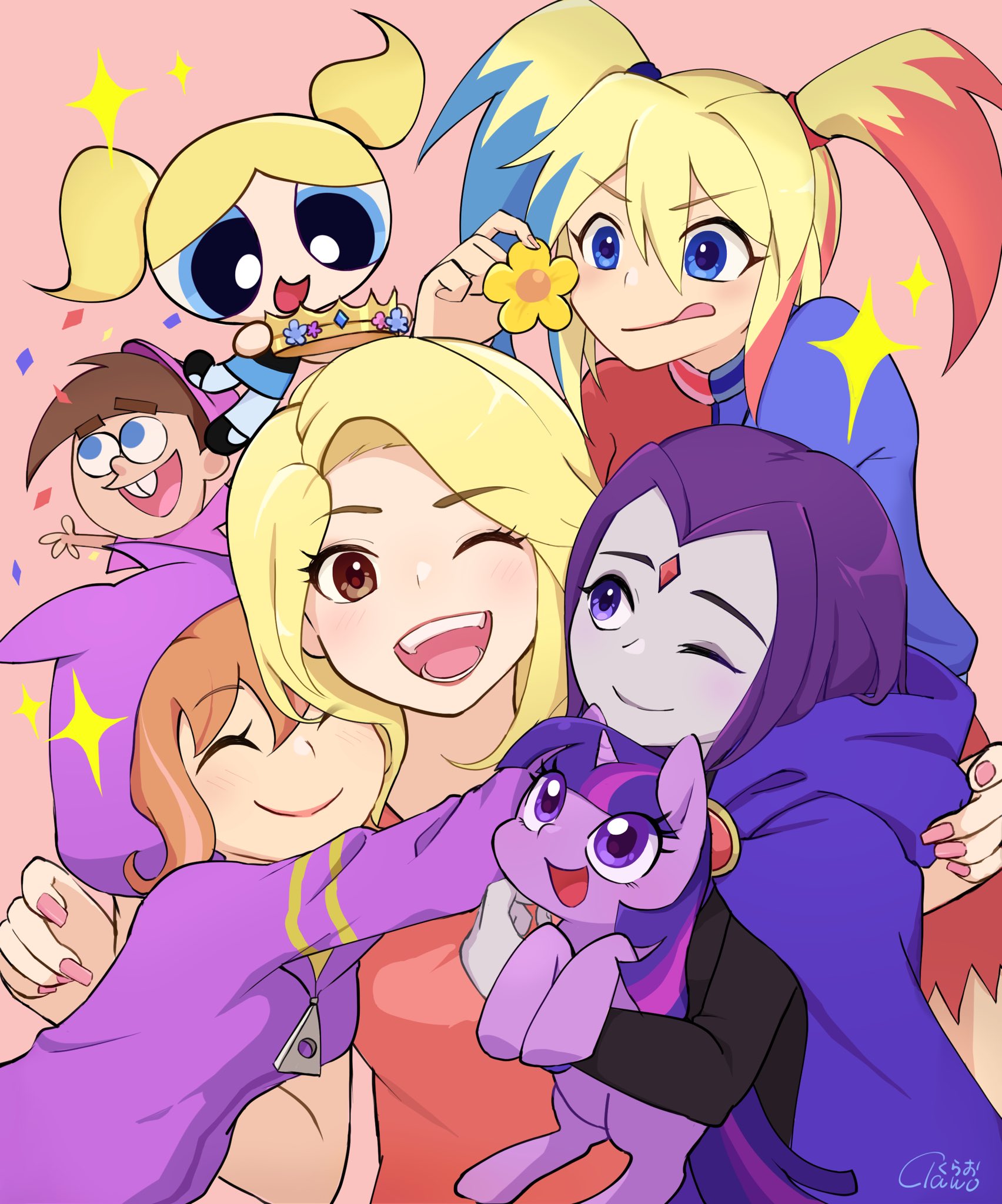 Safebooru - 1boy 6+girls ;d animification barbara gordon blonde hair ...