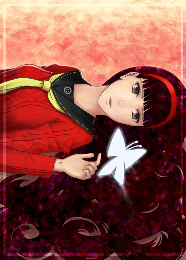 Safebooru - black hair bou nin butterflies butterfly cardigan headband ...
