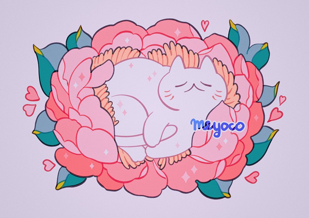 Safebooru - animal animal focus artist name cat cat focus flower grey ...