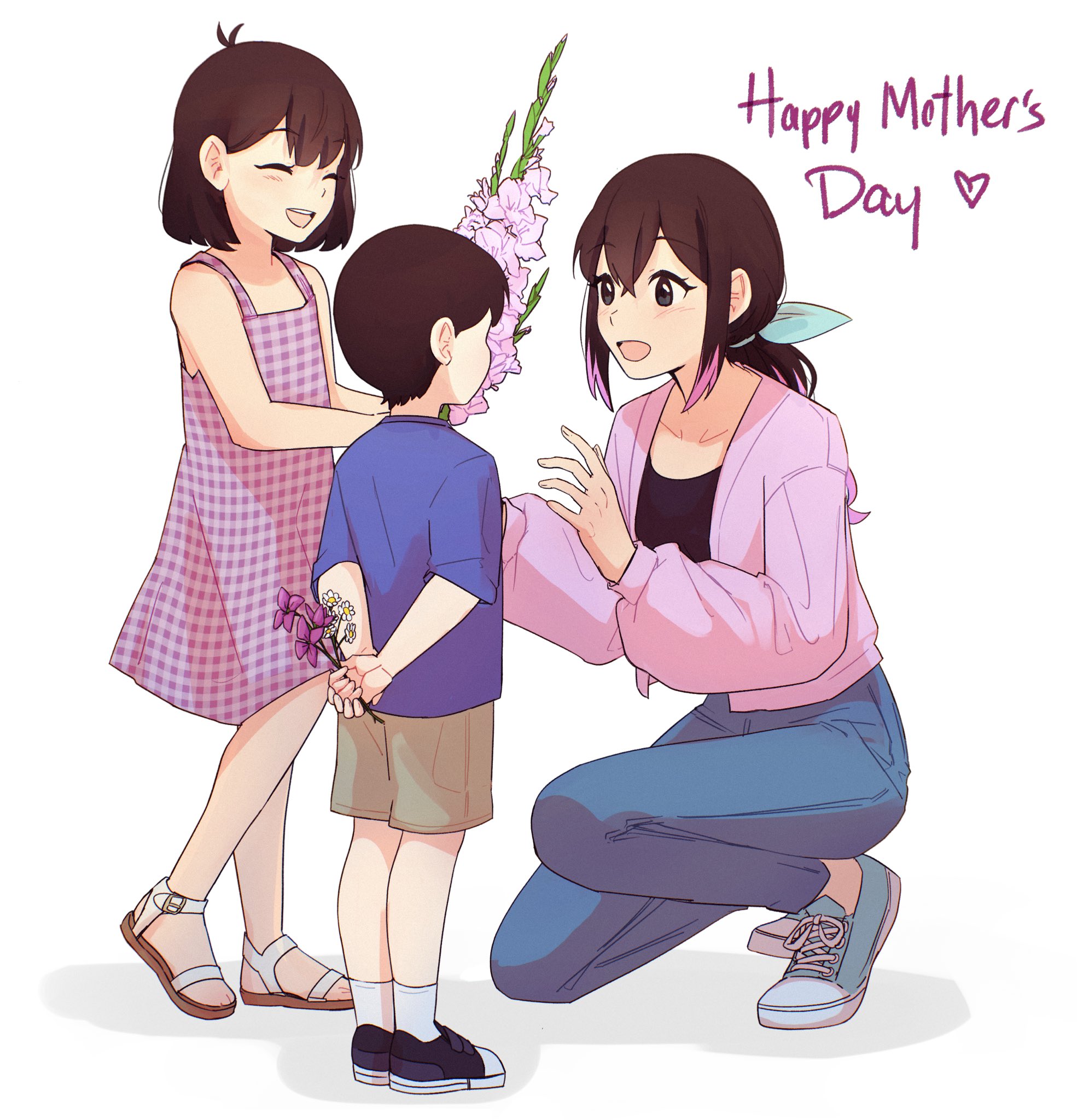 Safebooru - 1boy 2girls :d ^ ^ aged up alternate universe ankle socks antenna hair aqua bow arms ...