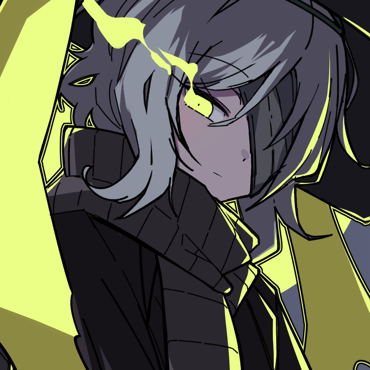 Safebooru - 1girl an apple akaao bandaged arm bandages black shirt ...