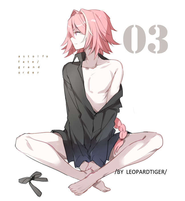 Safebooru - 1boy artist name astolfo (fate) bishounen black bow black ribbon black shirt bow bow ...
