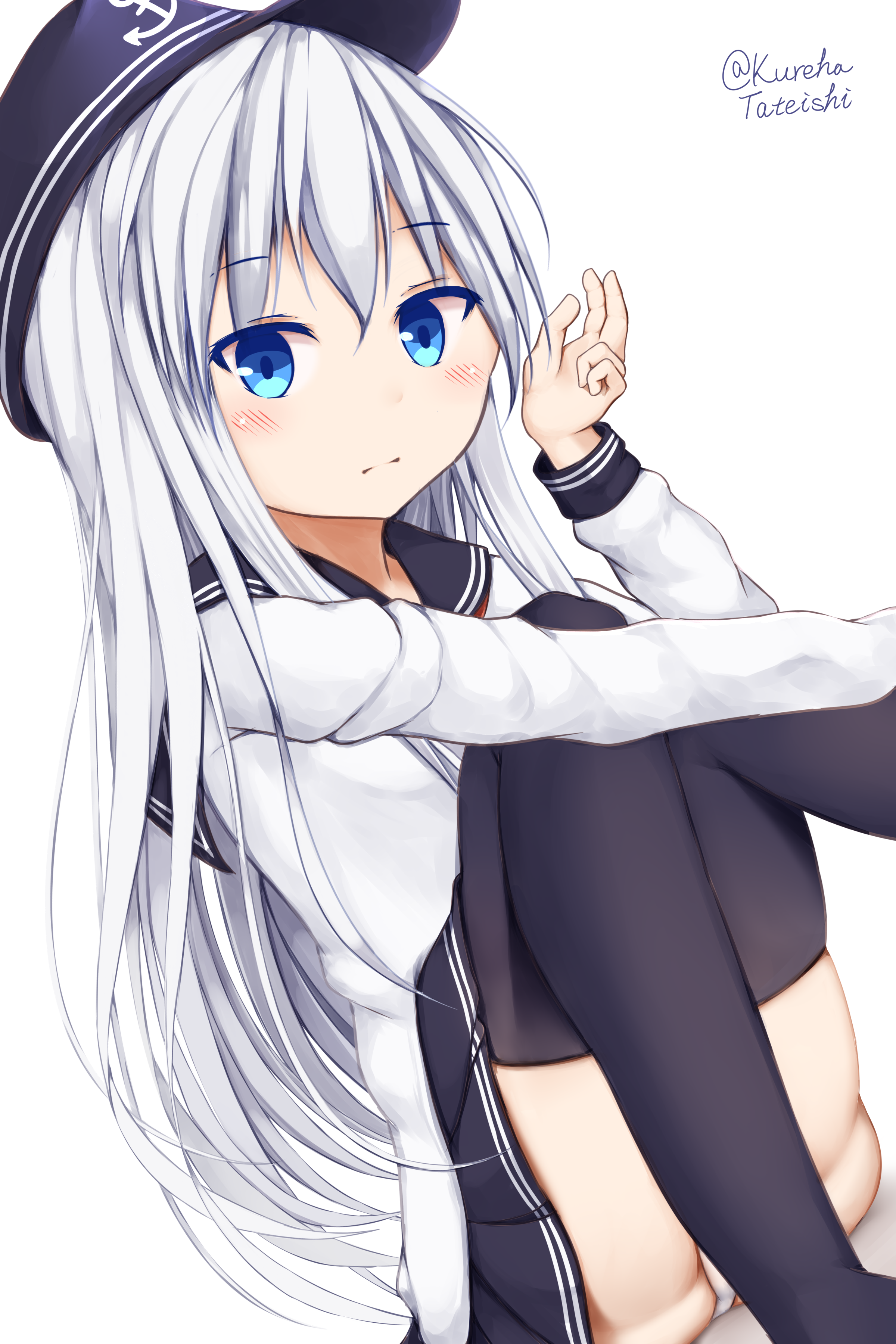 Safebooru - 1girl absurdres anchor symbol ass bangs black headwear black legwear black sailor ...