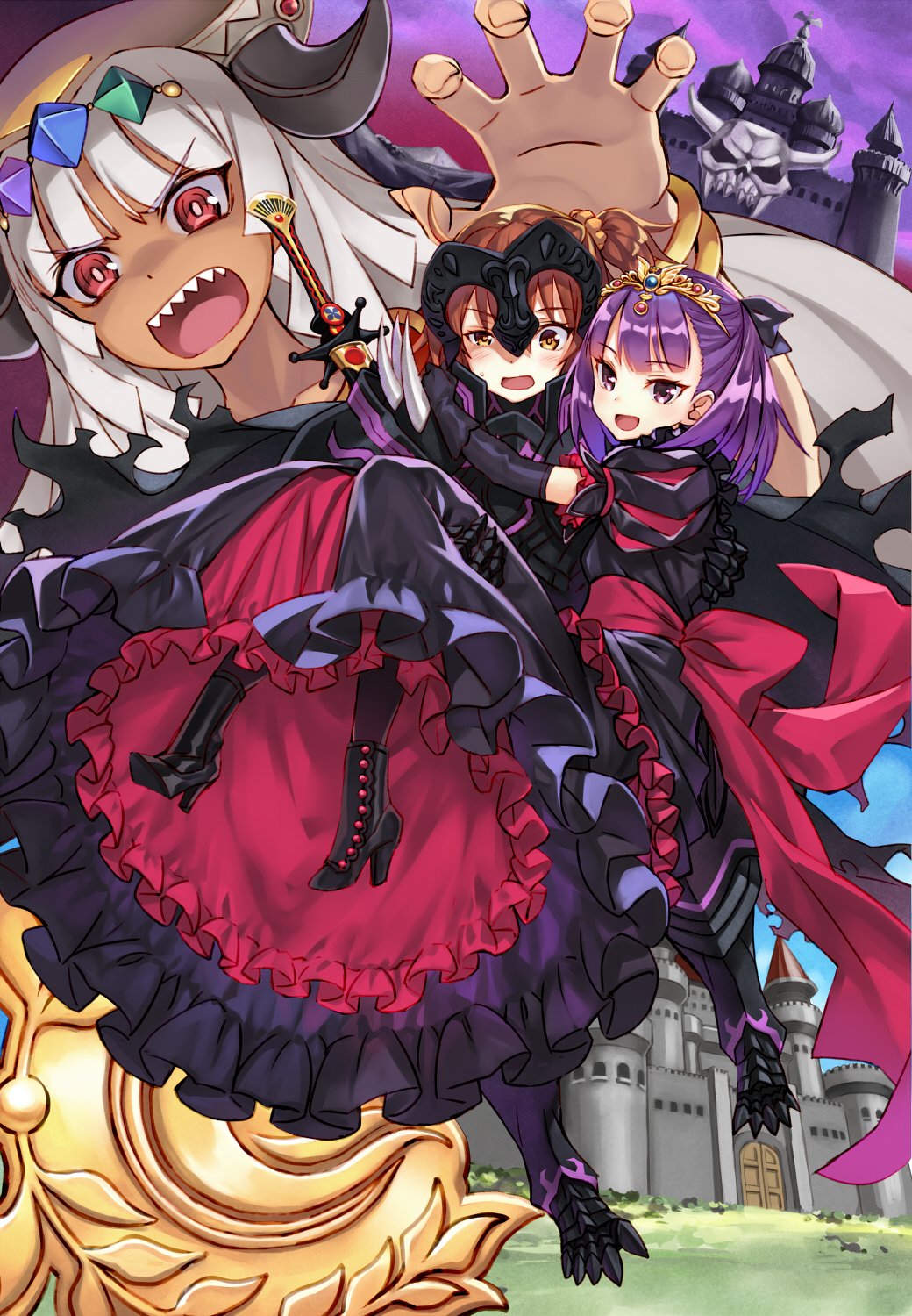 Safebooru - 3girls ahoge altera (fate) armor boots carrying castle claw ...