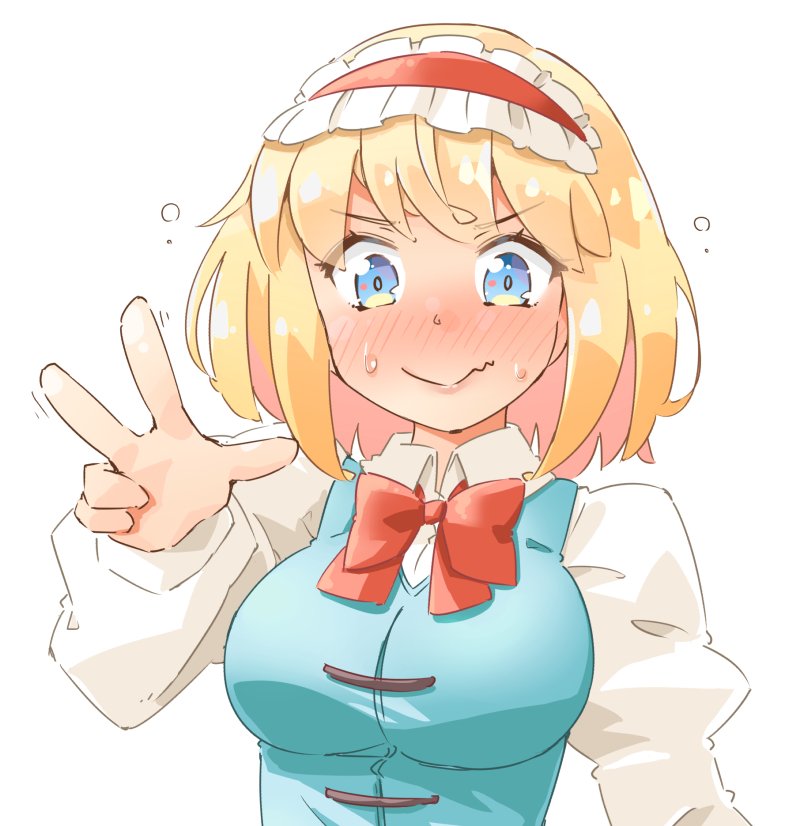 Safebooru - 1girl alice margatroid arnest bangs blonde hair blue dress blue eyes blush breasts ...