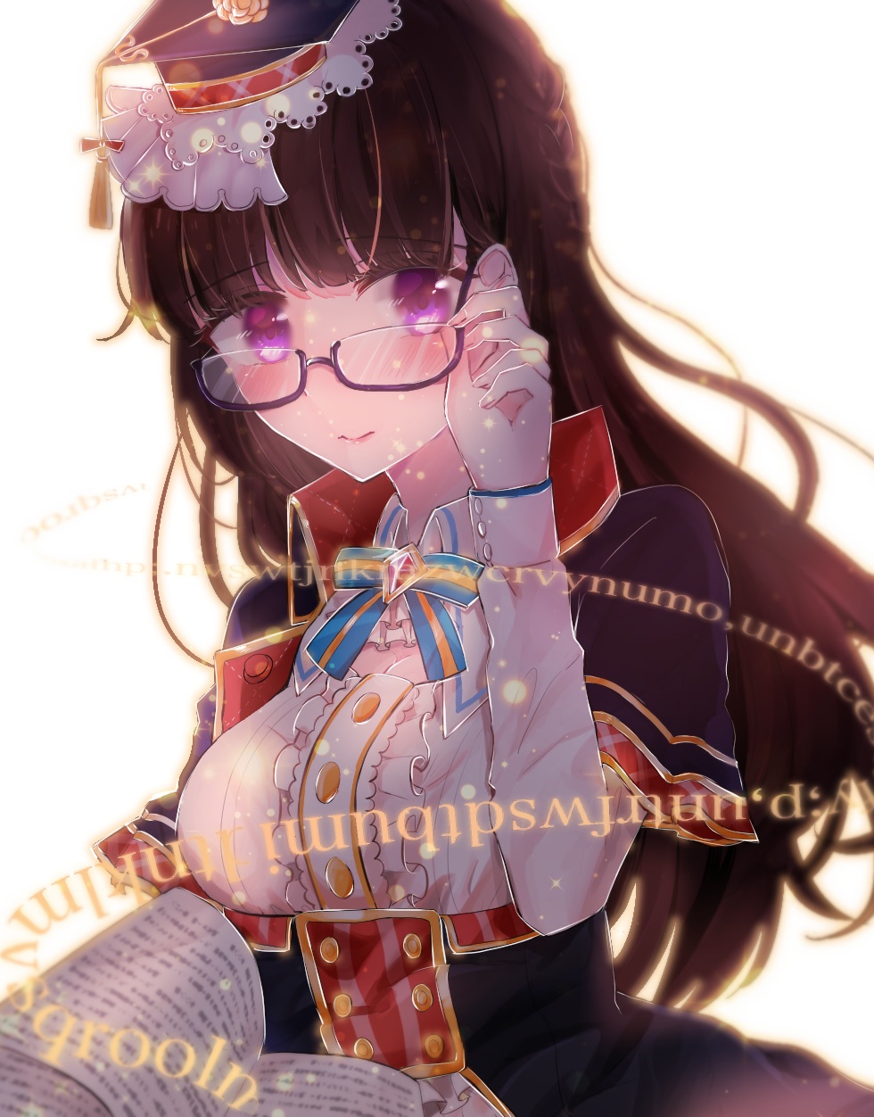 Safebooru - 1girl adjusting eyewear bang dream! bangs bespectacled black-framed eyewear black ...