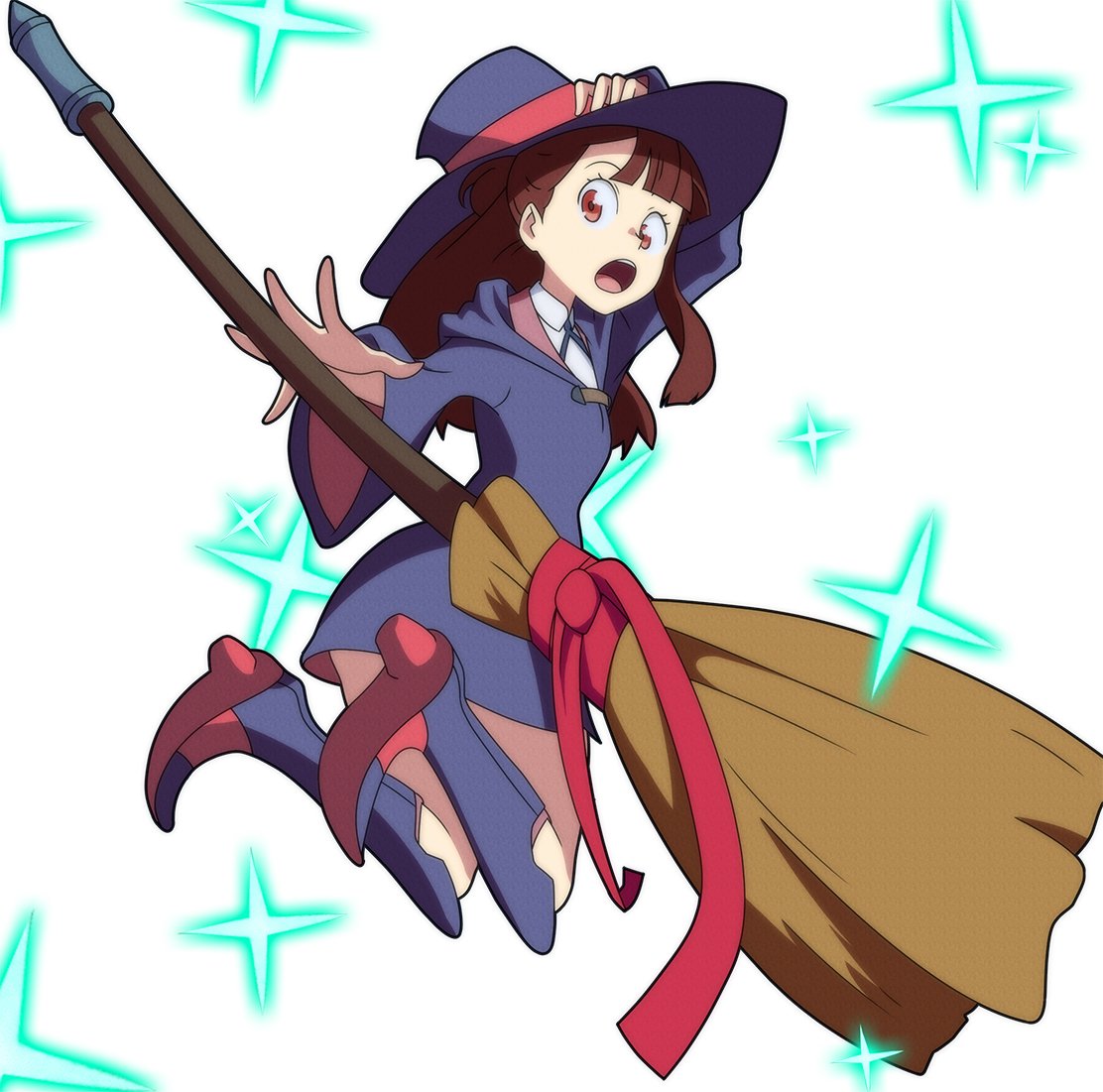 Safebooru - 1girl boots broom brown eyes brown hair full body hat ...