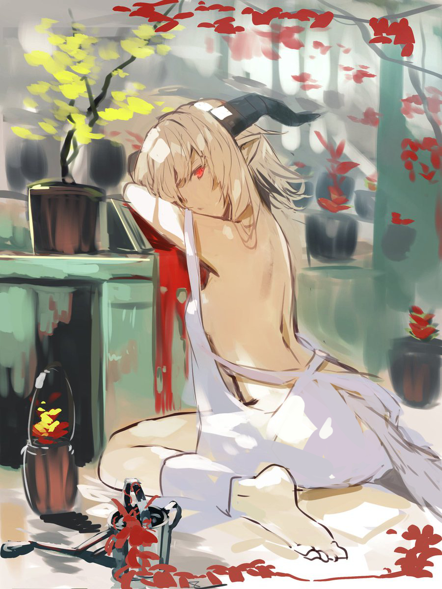 Safebooru - 1girl arms up backless dress backless outfit bangs bare back bare shoulders barefoot ...