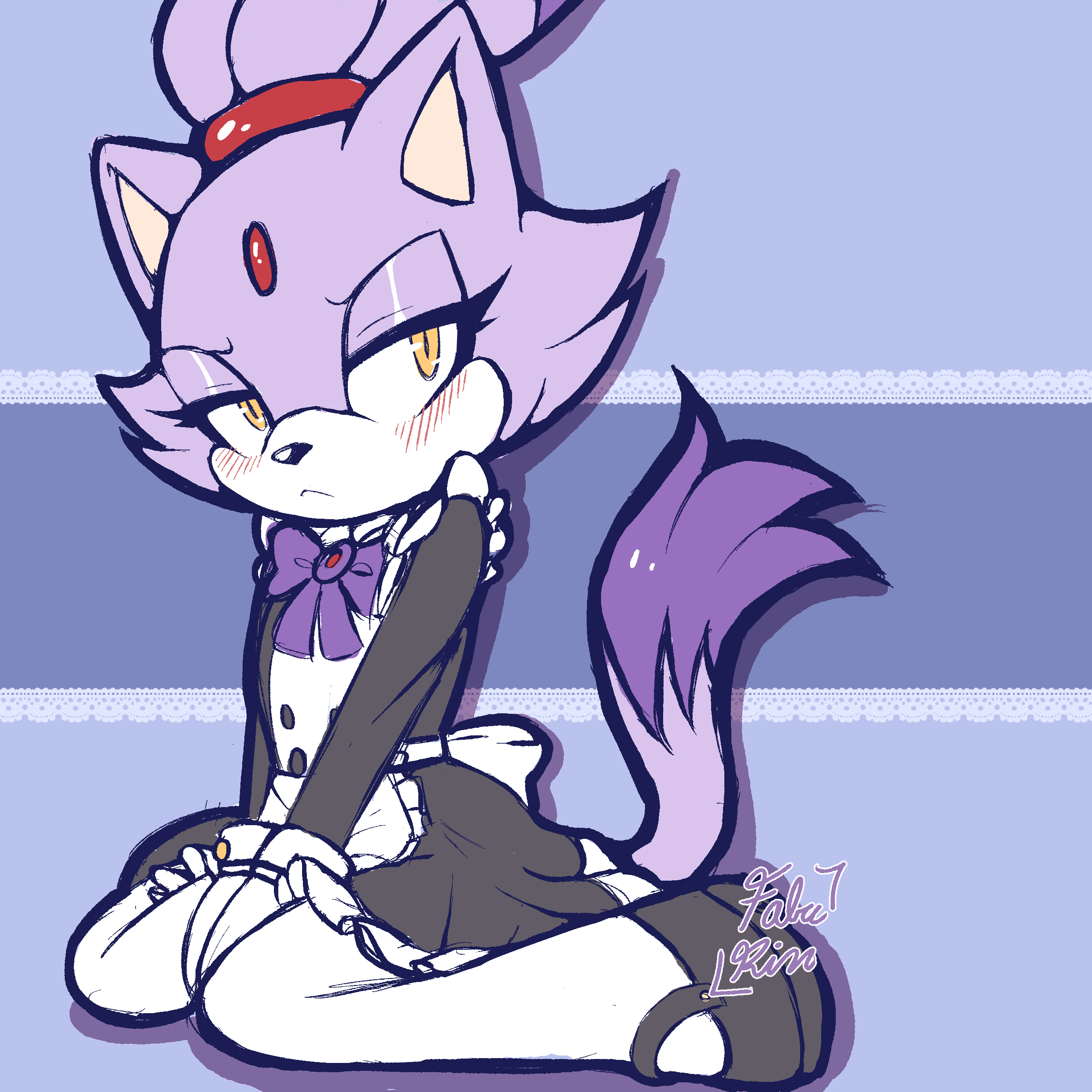 Safebooru - 1girl absurdres animal ears apron black dress black shoes blaze the cat blaze the ...