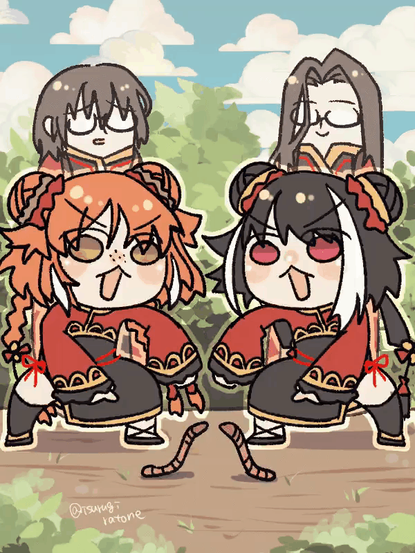 Safebooru - 2boys 2girls animated animated gif black dress black hair ...