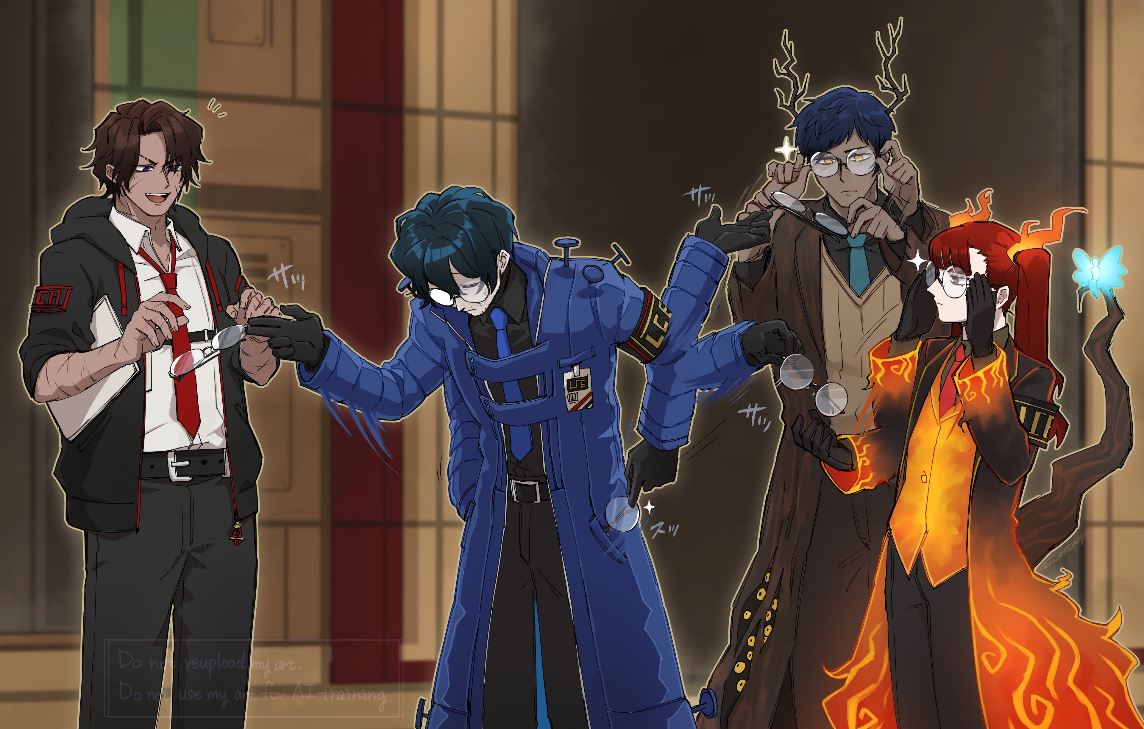Safebooru - 1girl 3boys absurdres aedd (e.g.o) alyssa (project moon ...