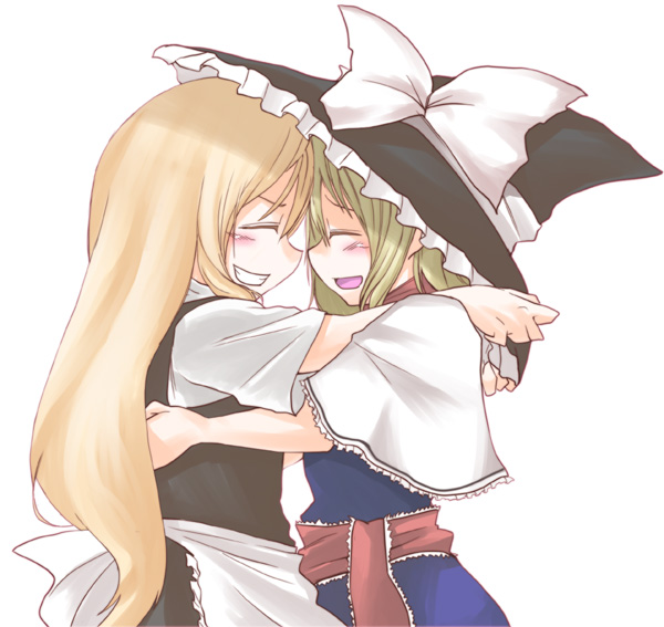 Safebooru - alice margatroid blonde hair blush closed eyes hat hug kirisame marisa multiple ...