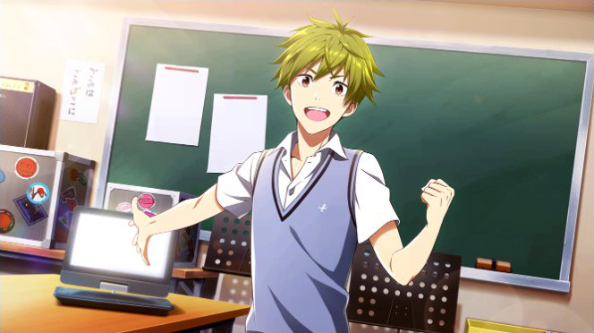 Safebooru - akiyama hayato blue eyes dress green hair idolmaster side-m ...