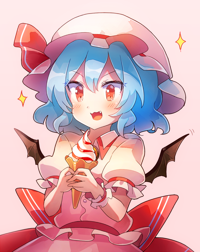 Safebooru - 1girl 60mai :3 :d bangs bat wings blue hair blush brooch ...