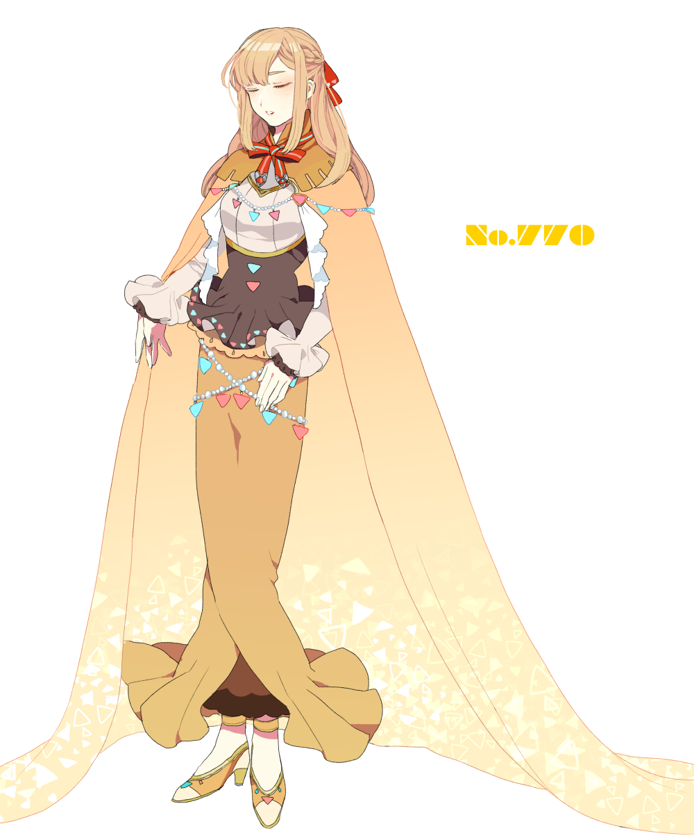 Safebooru - 1girl bow braid brown cape brown dress brown hair cape ...