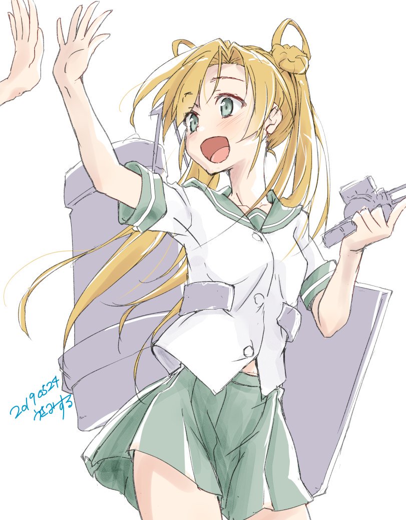 Safebooru - 1girl 1other abukuma (kantai collection) aqua sailor collar aqua skirt artist name ...