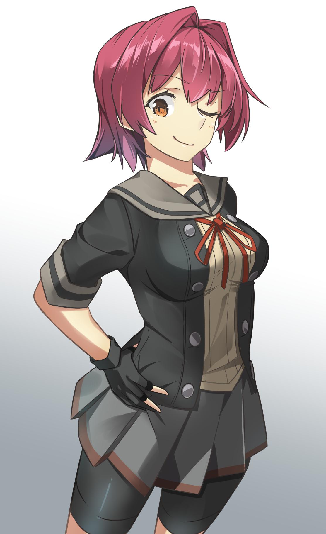 Safebooru 1girl Bike Shorts Black Gloves Black Jacket Breasts Cowboy 5039
