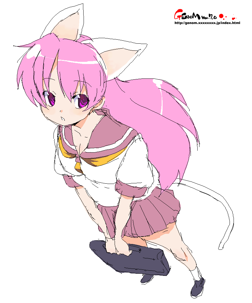 Safebooru - cat ears long hair oekaki onija taro onija tarou pink eyes ...