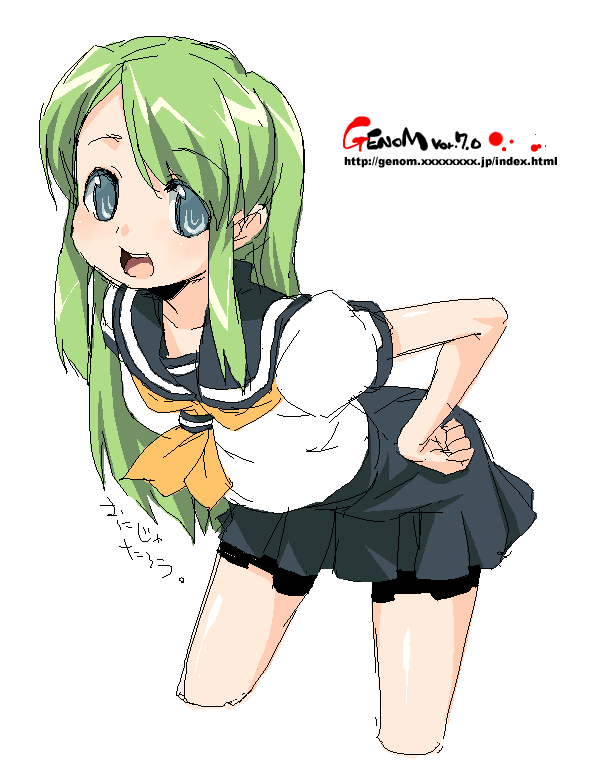 Safebooru - green hair oekaki onija taro onija tarou school uniform ...