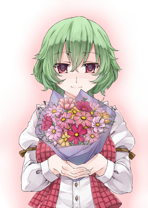 Safebooru - 1girl bouquet flower green hair hamira-ze kazami yuuka ...
