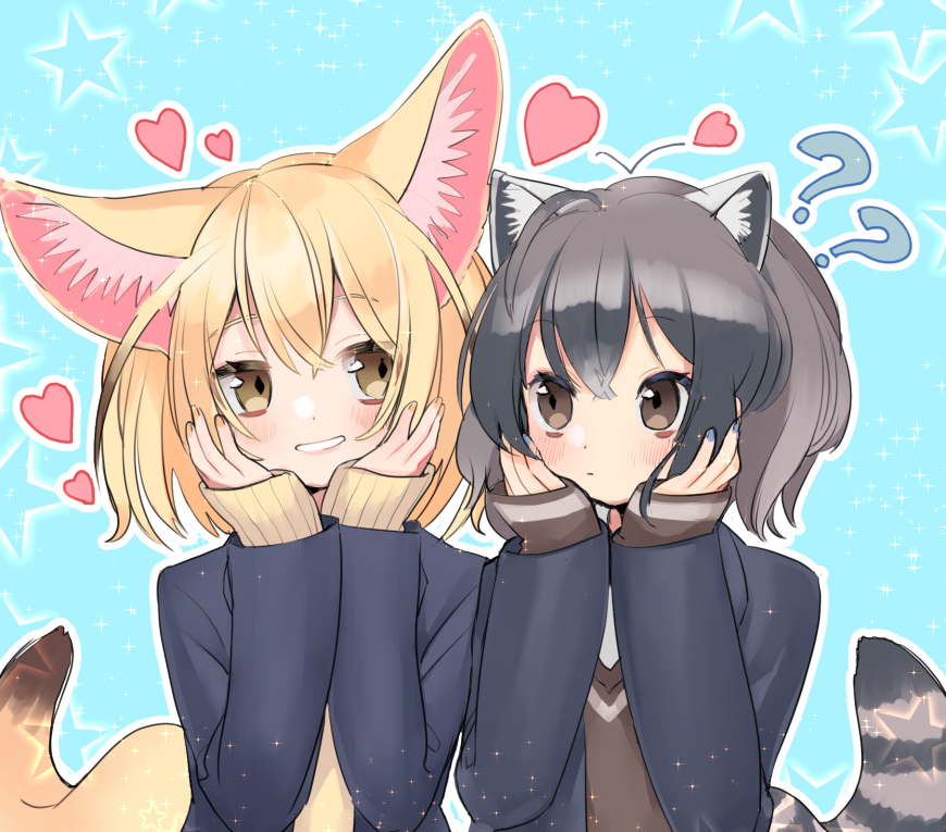 Safebooru - 2girls ?? alternate costume animal ear fluff animal ears blazer blonde hair blush ...