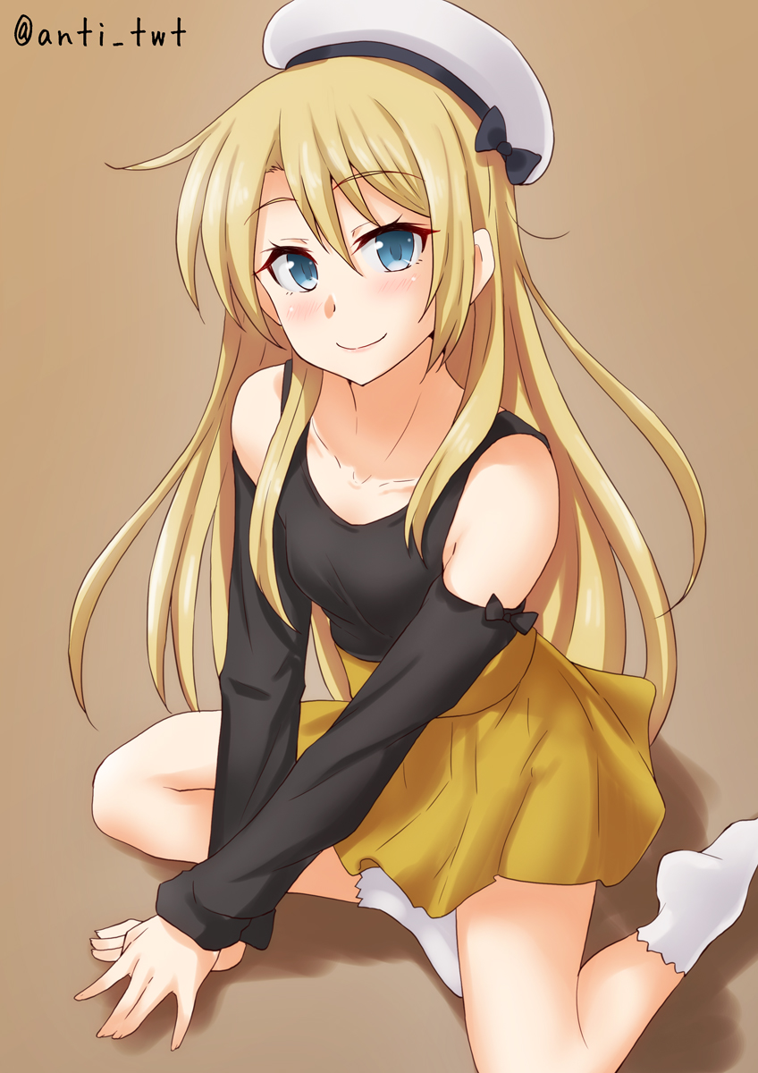 Safebooru - 1girl alternate costume anti (untea9) bare shoulders black blouse blonde hair blouse ...