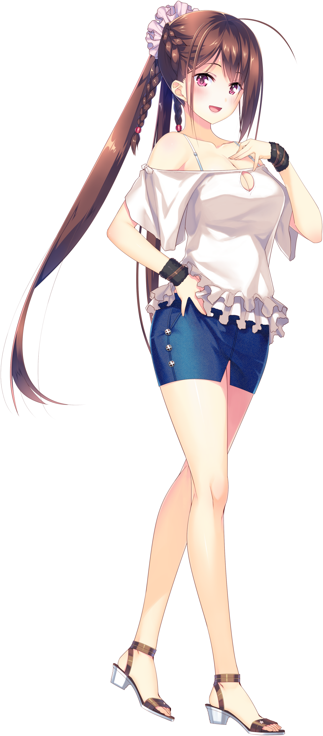 Safebooru 1girl Absurdres Blue Skirt Blush Breasts Brown Hair 3804