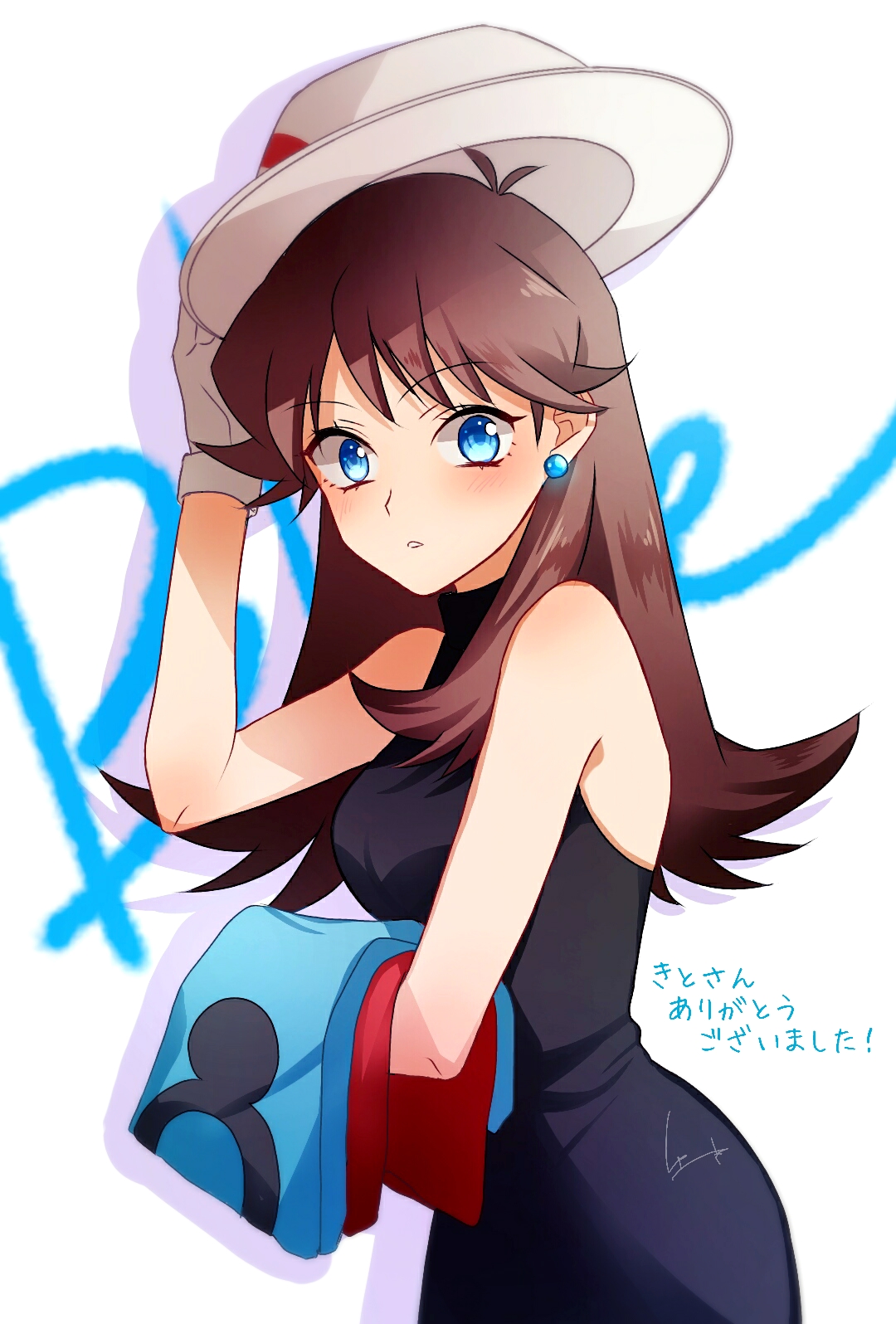 Safebooru - black dress blue (pokemon) blue eyes brown hair character ...