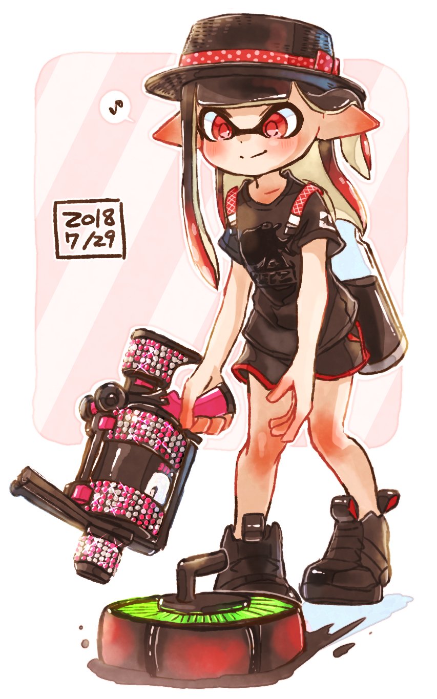Safebooru - .52 gal (splatoon) 1girl bangs black footwear black hair ...
