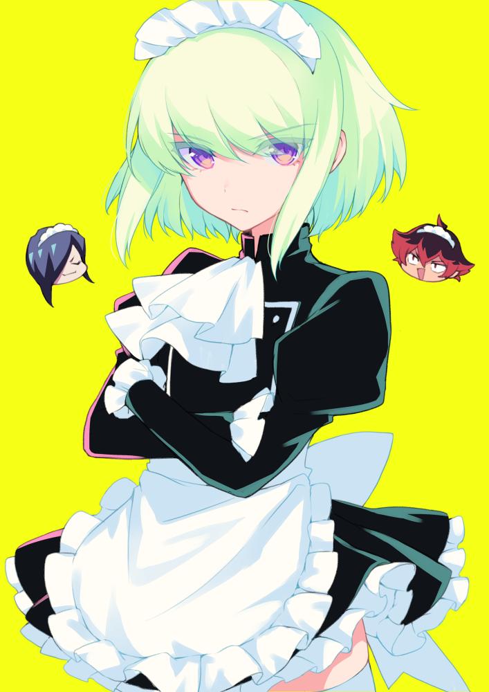 Safebooru - 3boys alternate costume apron black dress blonde hair blue hair cravat ...