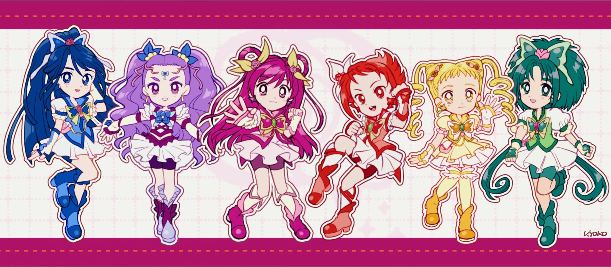 Safebooru - 6+girls akimoto komachi animal print back bow beads bird blonde hair blue boots blue ...