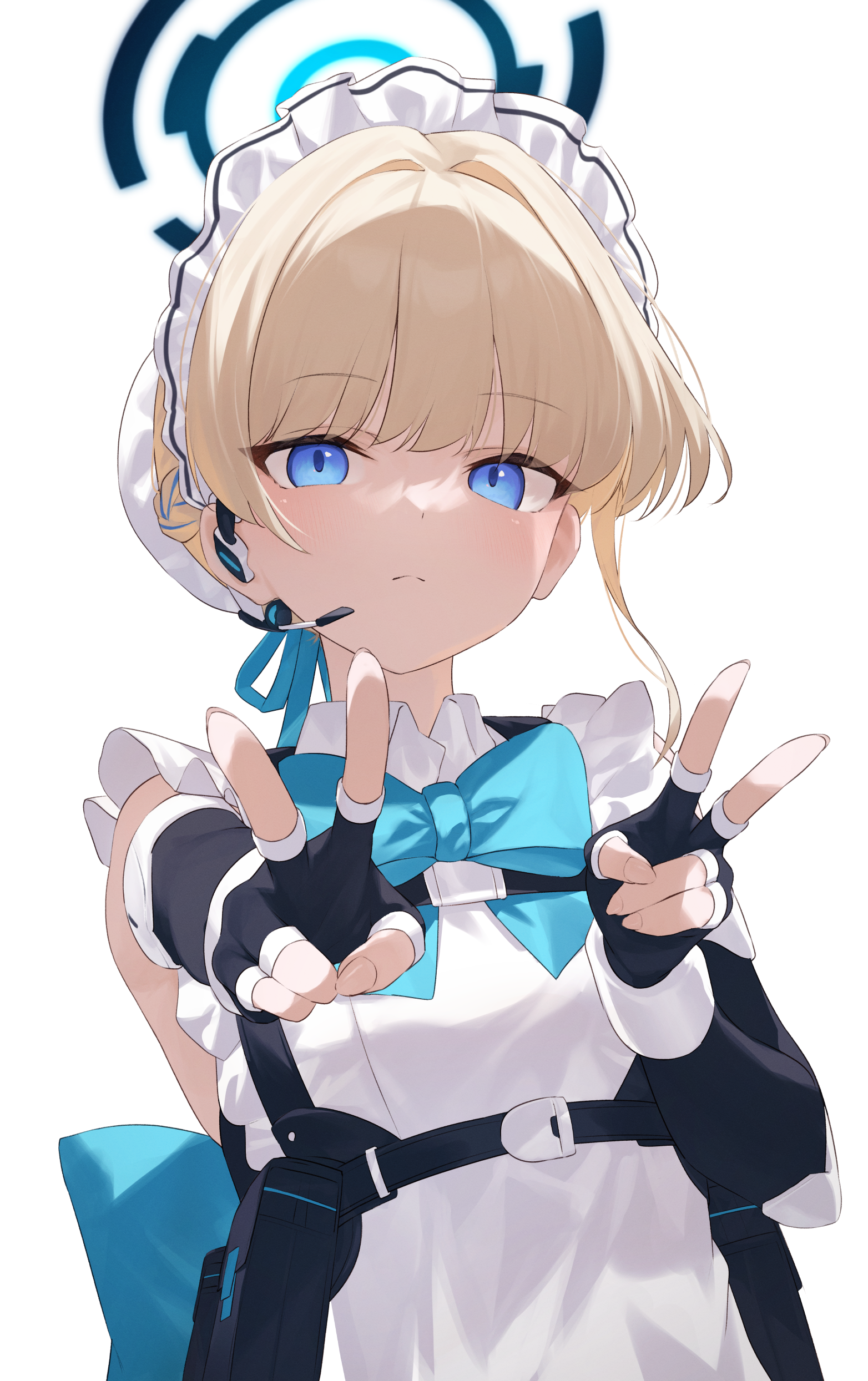 Safebooru - 1girl absurdres apron black dress blonde hair blue archive blue bow blue eyes bow ...