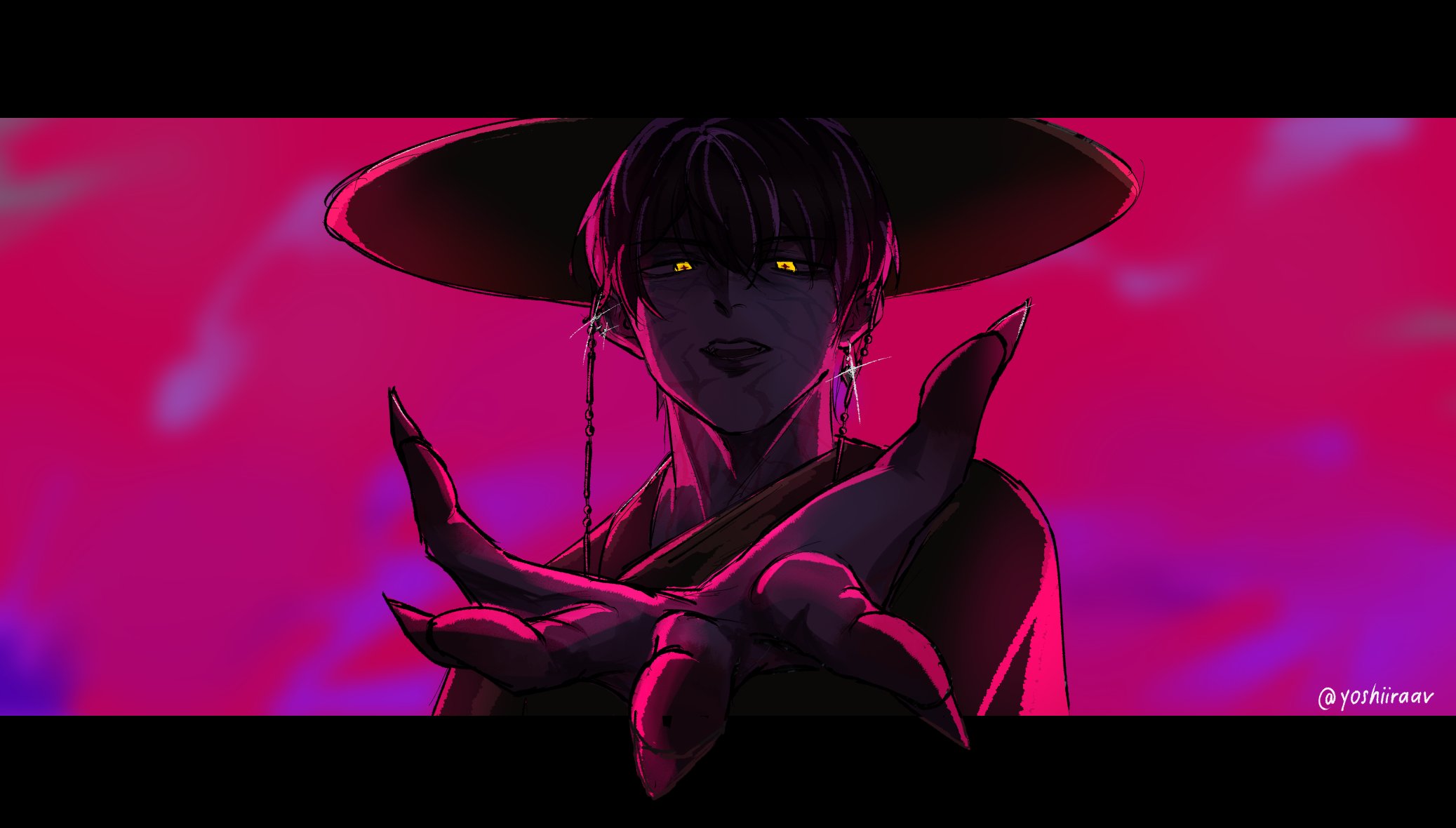 Safebooru - 1boy alternate eye color black hanbok cosplay demon boy ...