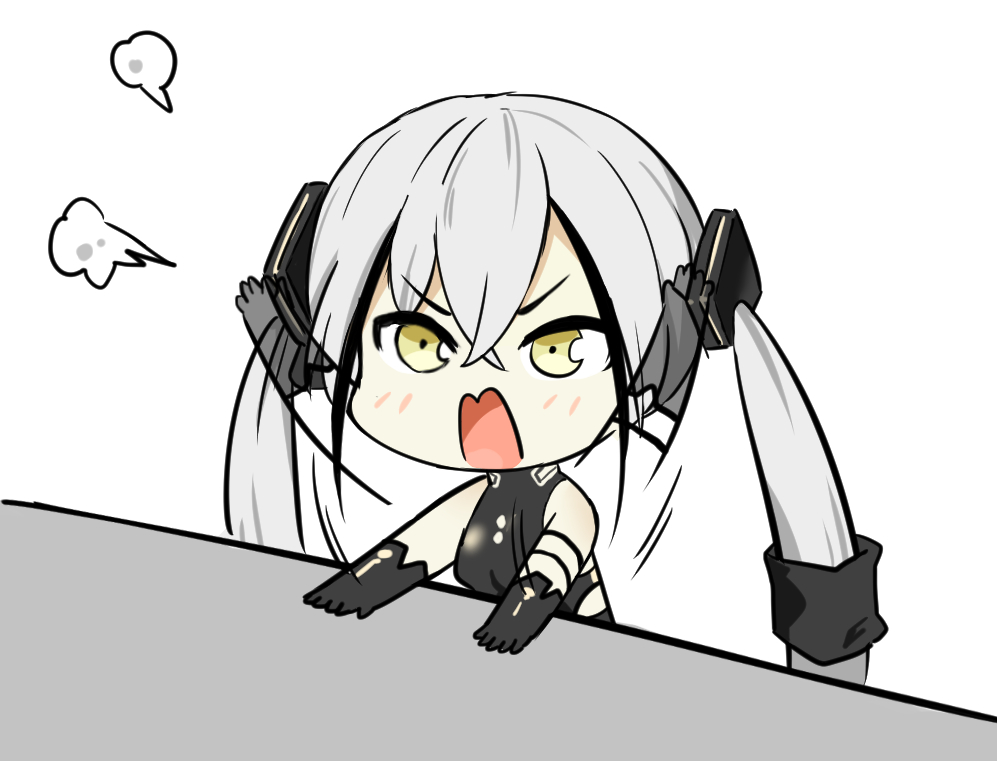 Safebooru - 1girl angry bare shoulders black gloves blush bongo cat ...