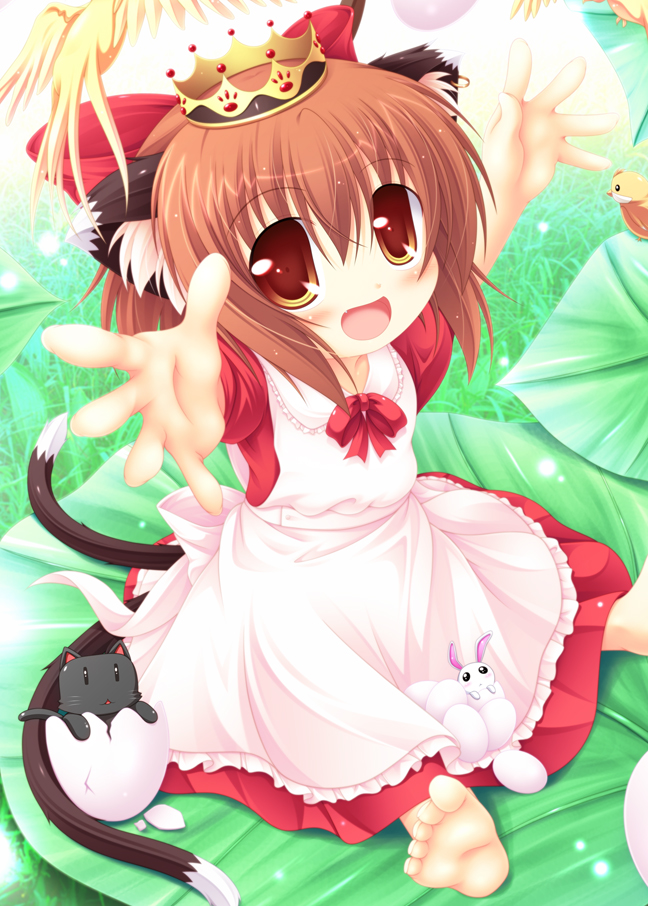 Safebooru - 1girl :d alternate costume alternate headwear animal ear fluff animal ears apron ...