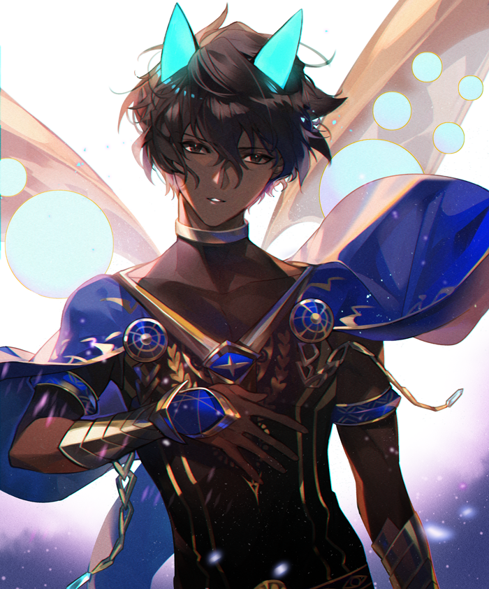 Safebooru - 1boy arjuna alter armor black eyes black hair cape dark skin dark skinned male fate ...