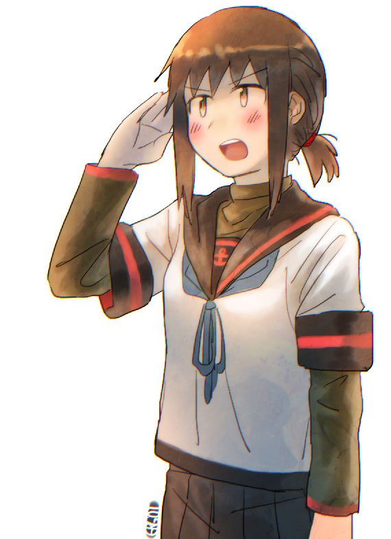 Safebooru - 1girl anchor symbol artist name bangs black sailor collar black shirt blue neckwear ...