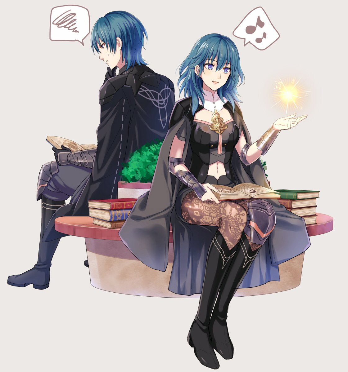 Safebooru - 1boy 1girl armor blue eyes blue hair breasts byleth byleth ...