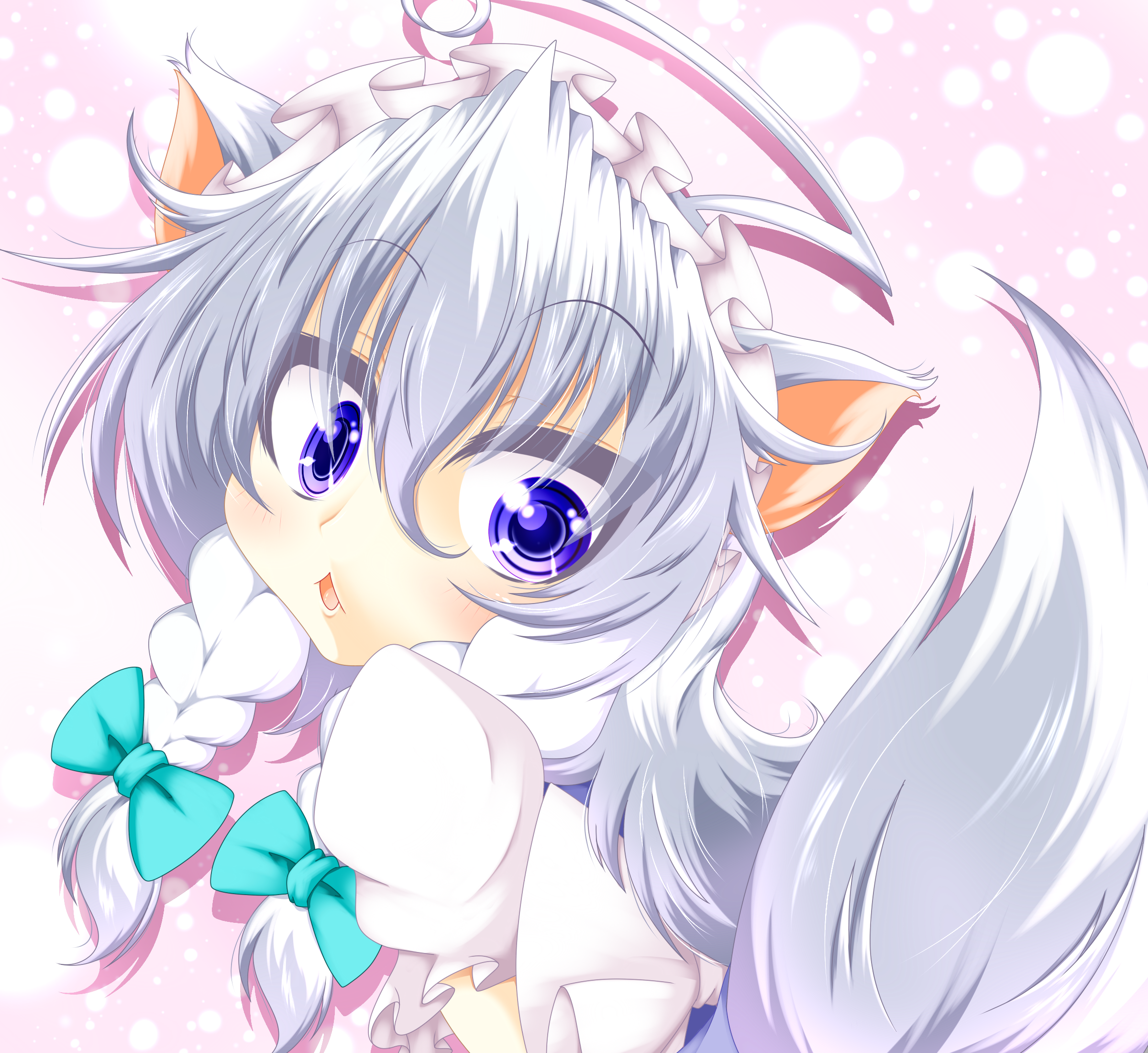 Safebooru - 1girl ahoge animal ears blue eyes braid chibi commentary request dog ears dog tail ...