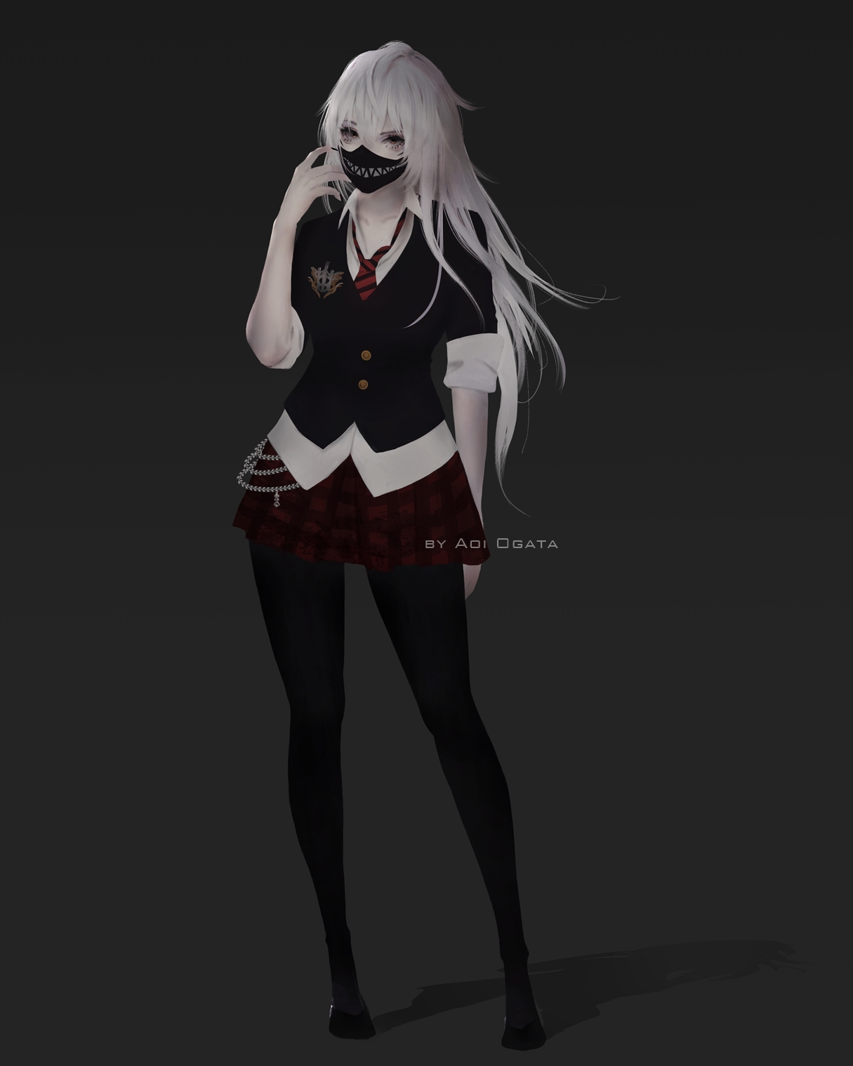Safebooru - 1girl aoi ogata bangs black jacket black legwear collarbone ...