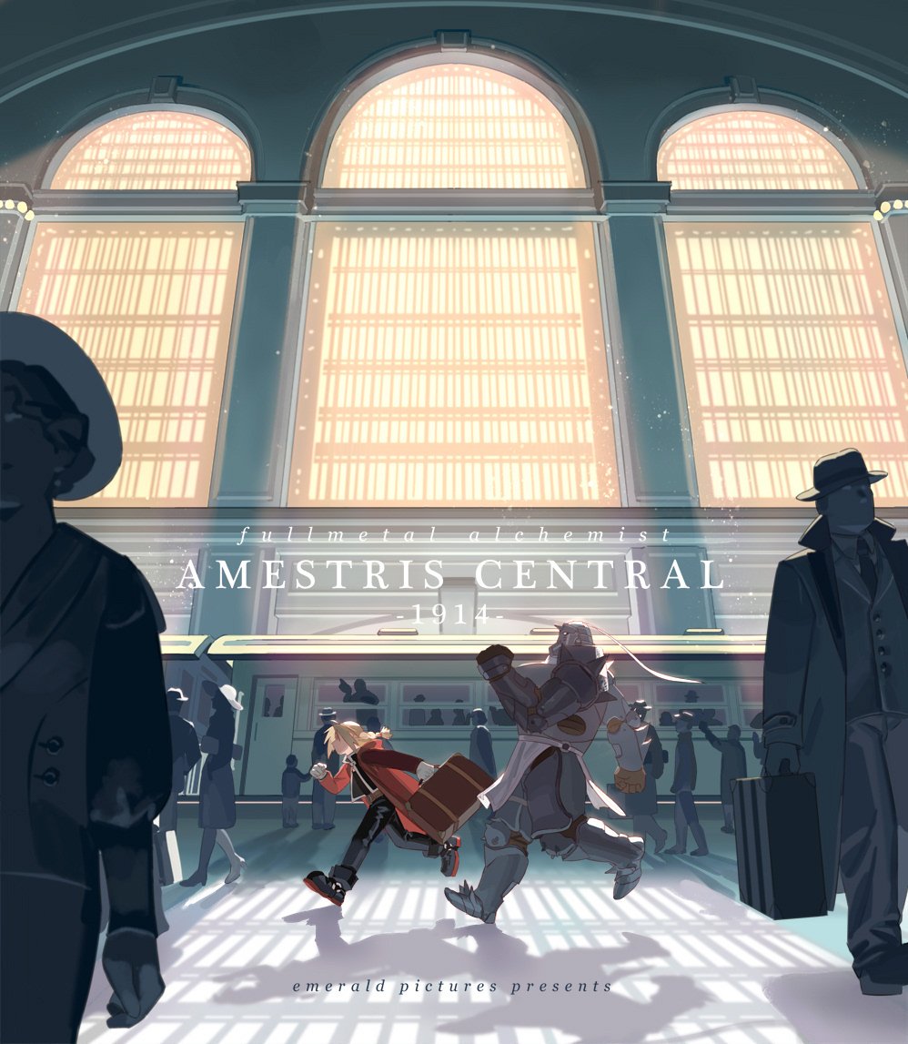 Safebooru - 1914 2boys 6+others alphonse elric armor artist name black pants blonde hair boots ...