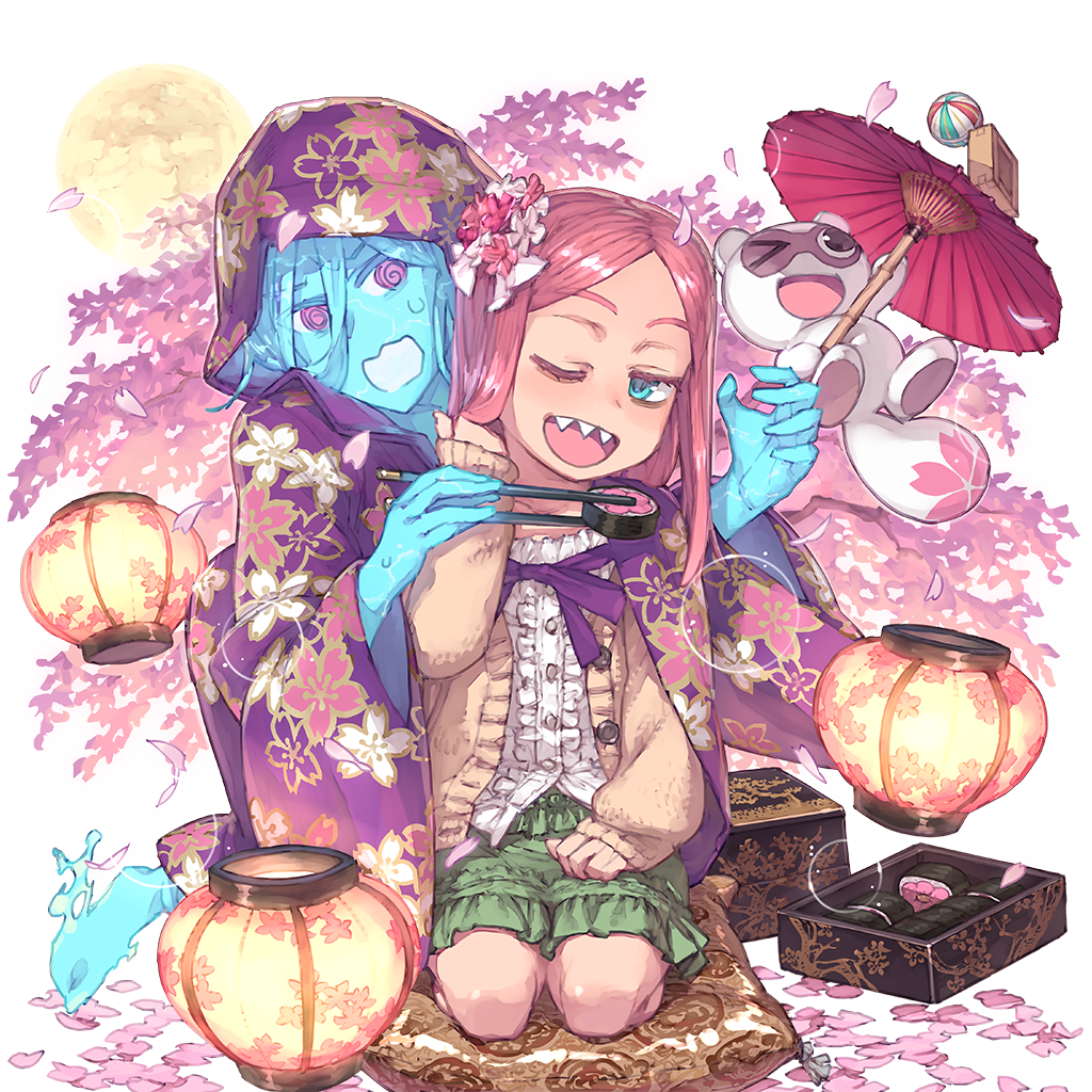 Safebooru - 2girls bento blue eyes chopsticks full moon green skirt ...