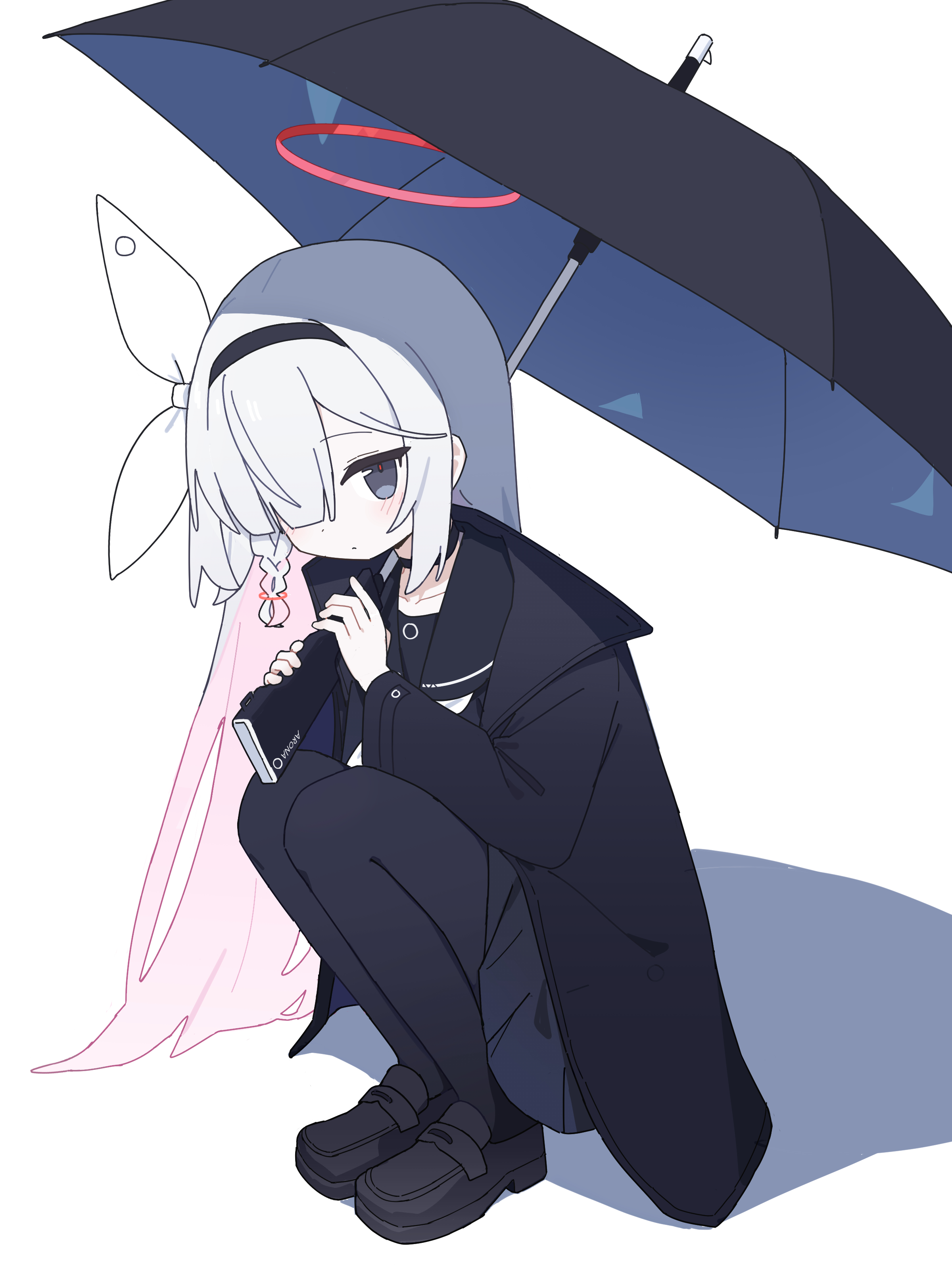 Safebooru - 1girl absurdres ame miya ta black coat black eyes black hairband black pantyhose ...
